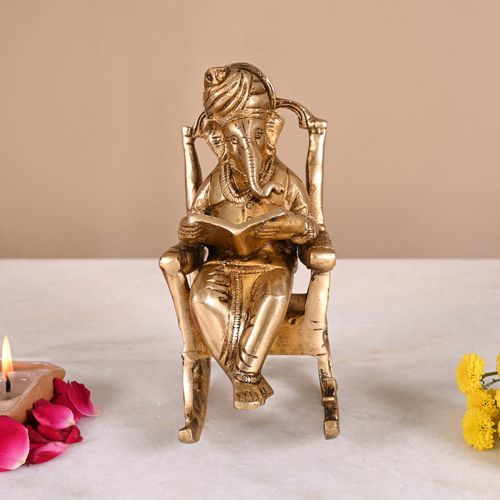 Brass Goddess Ganesh On Rocking Chair ( 7" ), Buy Brass Goddess Ganesh ...